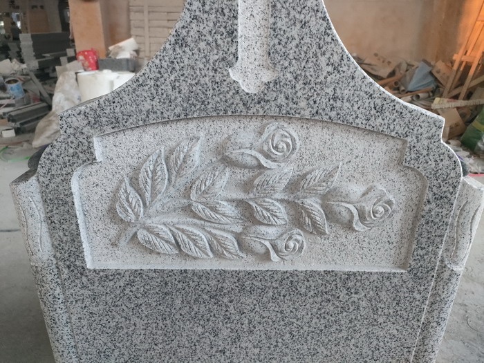 Flower Carved Tombstone Monument Headstone